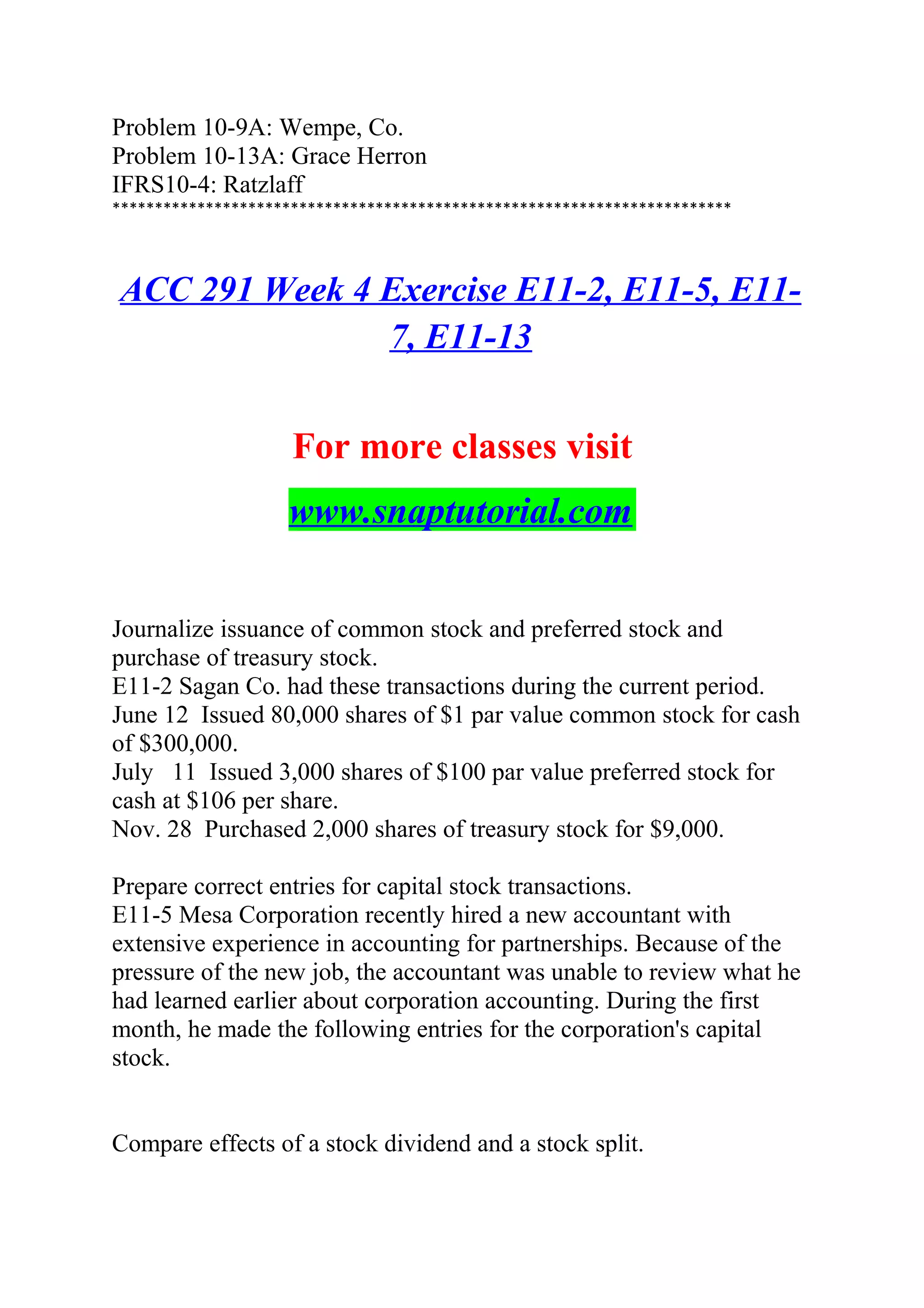 Acc 291 Exceptional Education / snaptutorial.com