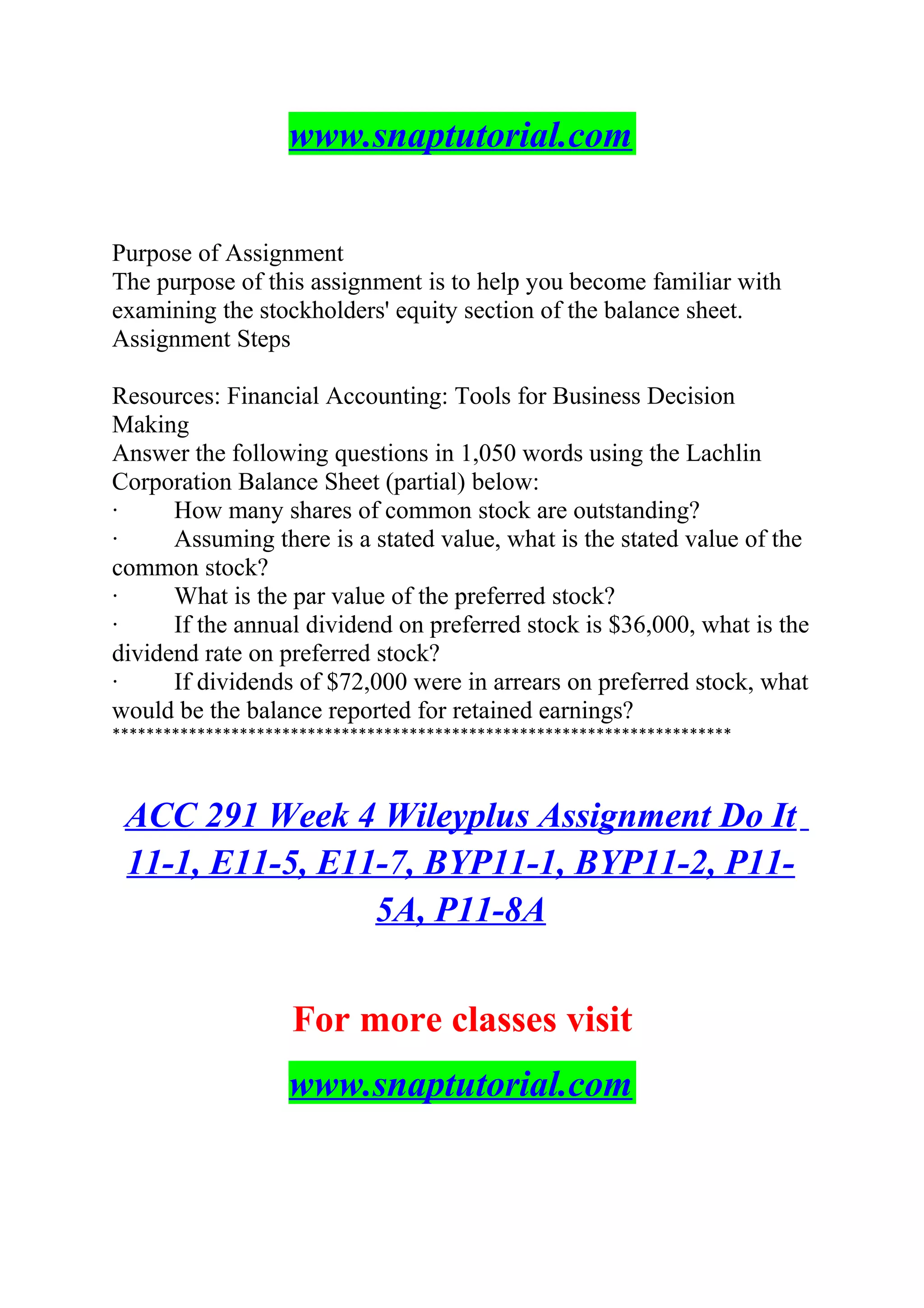 Acc 291 Exceptional Education / snaptutorial.com