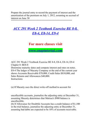 Acc 291 Exceptional Education / snaptutorial.com