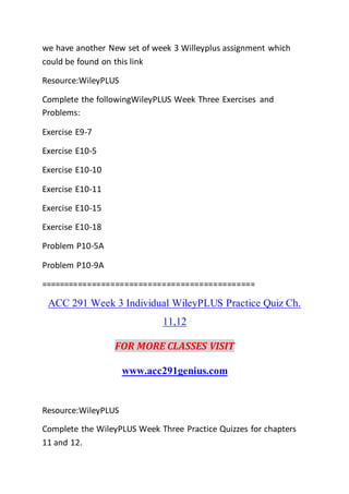 ACC 291 GENIUS Education for Service--acc291genius.com