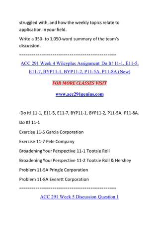 ACC 291 GENIUS Education for Service--acc291genius.com