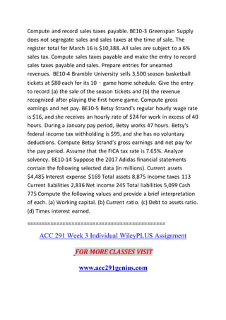 ACC 291 GENIUS Education for Service--acc291genius.com