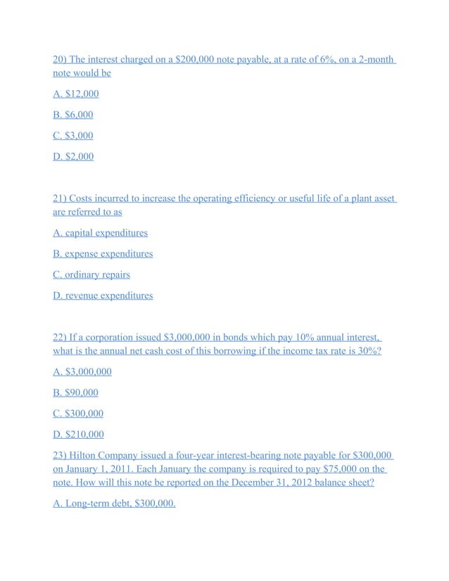 Acc 291 final exam 2 | DOC
