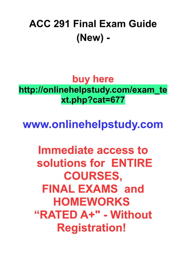Acc 291 final exam guide (new) | PDF