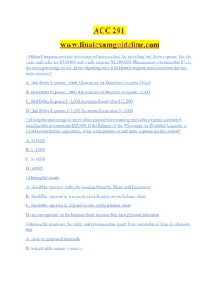 Acc 291 final exams | PDF