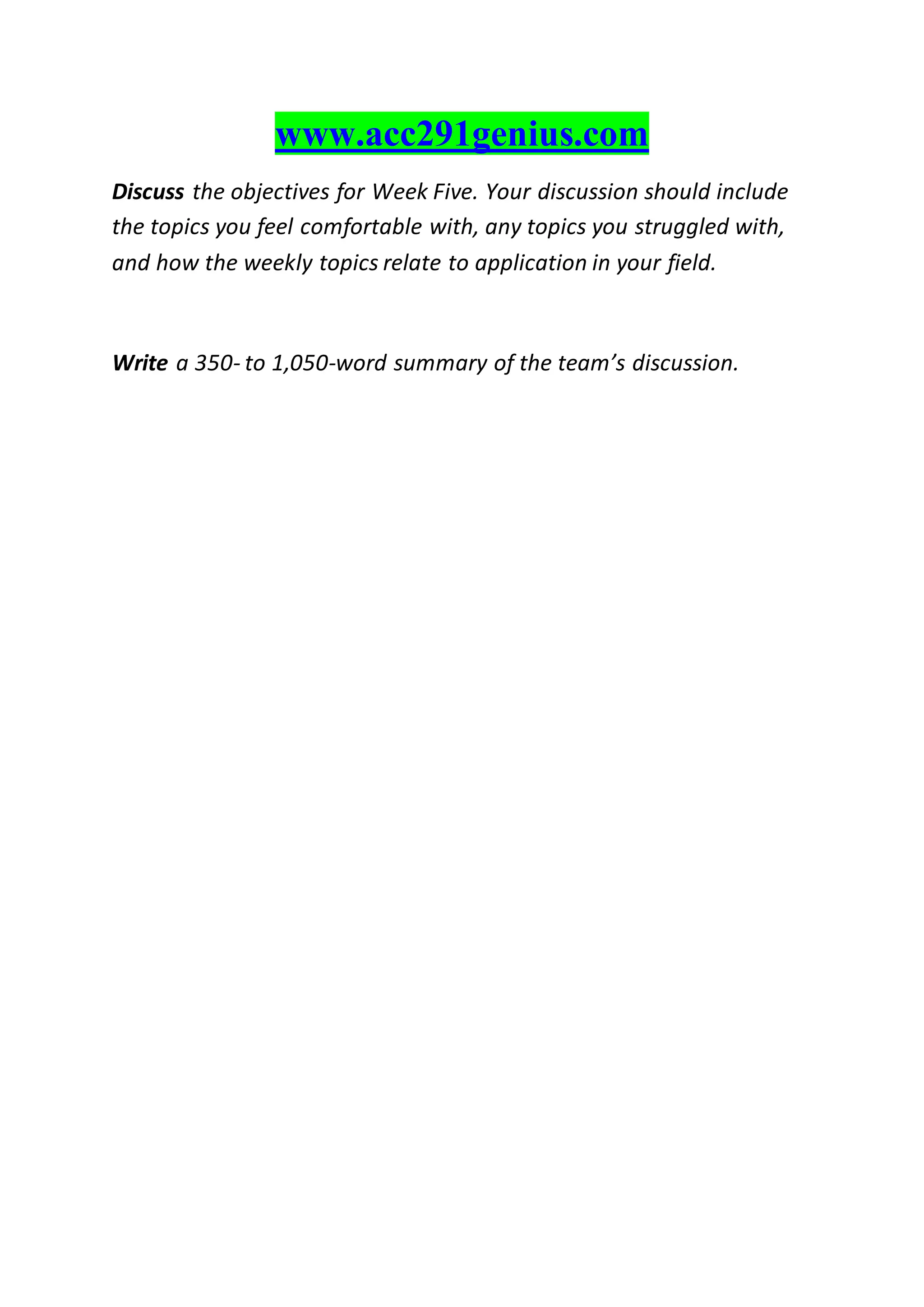 Acc 291 genius | PDF