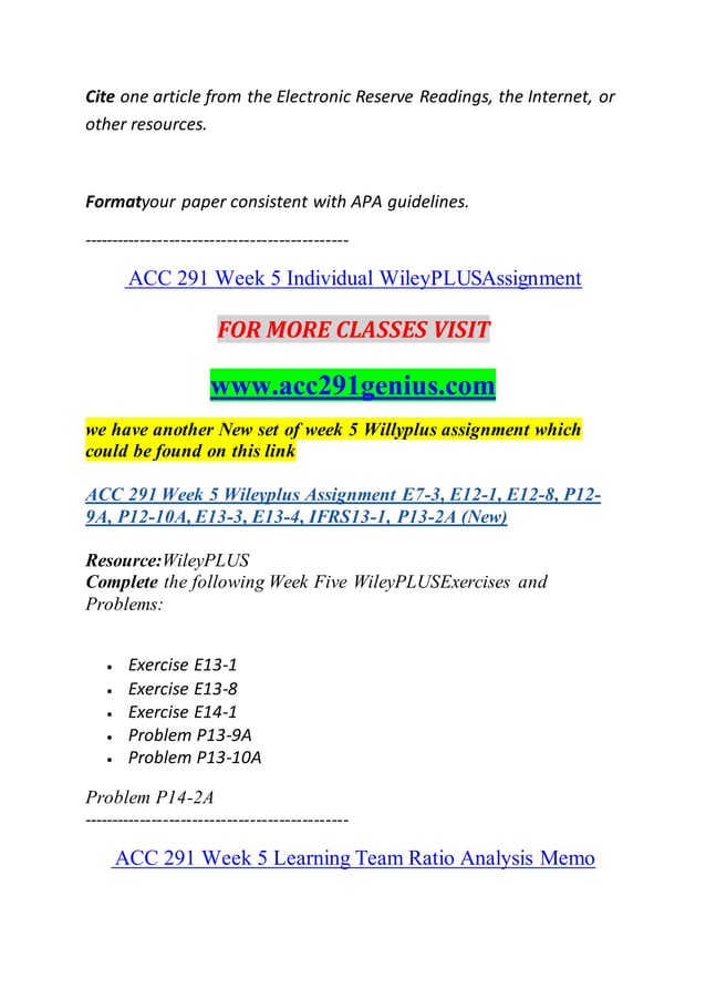 Acc 291 genius | PDF