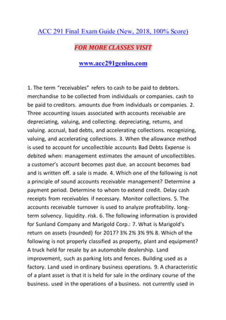 ACC 291 GENIUS NEW Education for Service--acc291genius.com