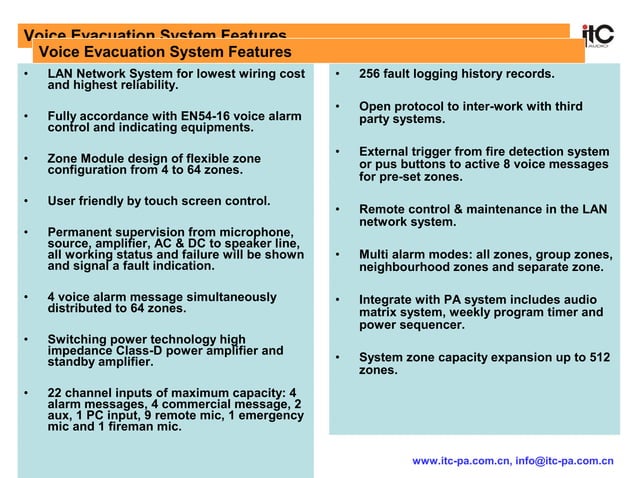 ITC 16 Zone Voice Evacuation & PA Sound System | PPT