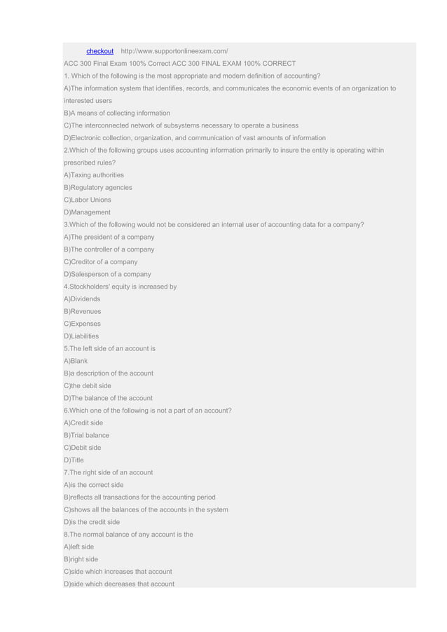 Acc 300 final exam | PDF