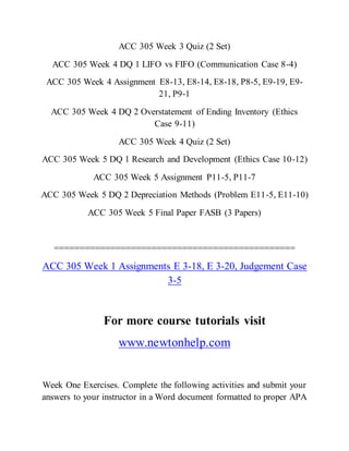 ACC 305 (Ash) Expect Success/newtonhelp.com