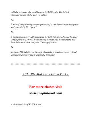 Acc 307 Enthusiastic Study / snaptutorial.com