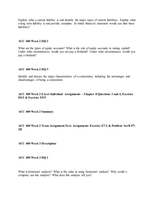 Acc 400 entire course with final exam guide | DOCX