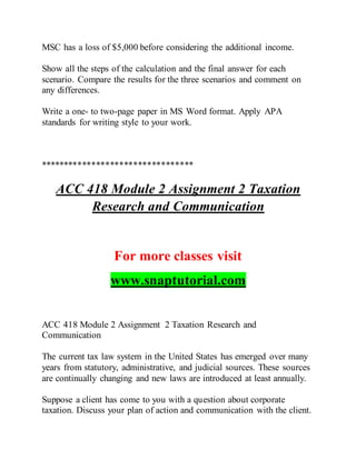 Acc 418 Education Redefined - snaptutorial.com