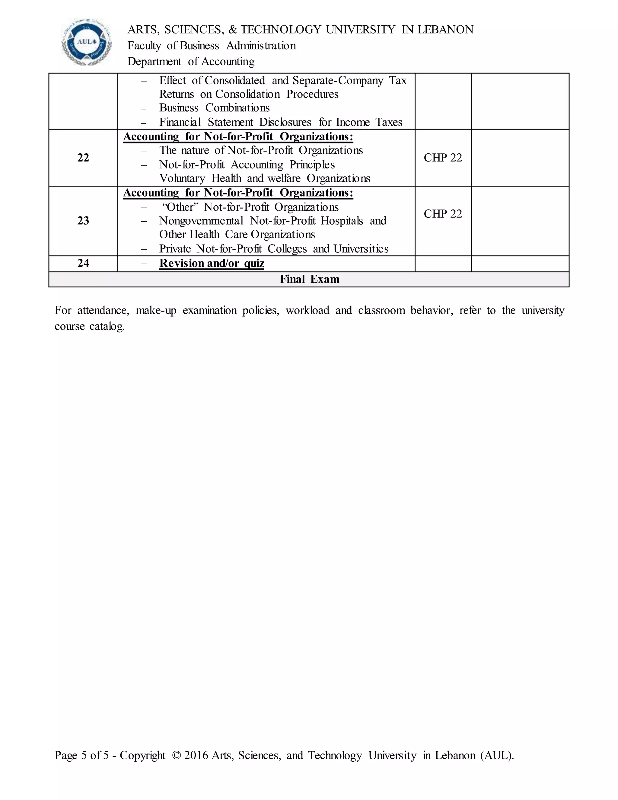 Acc421 advanced accounting syllabus (2) | DOCX