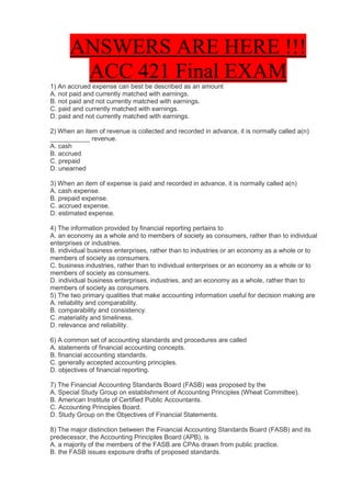 Acc 421 final exam | PDF