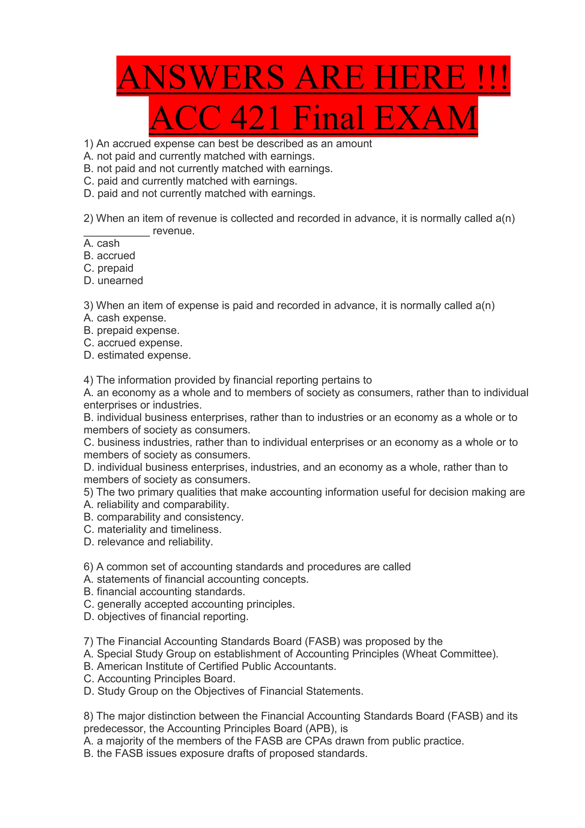 Acc 421 final exam | DOCX