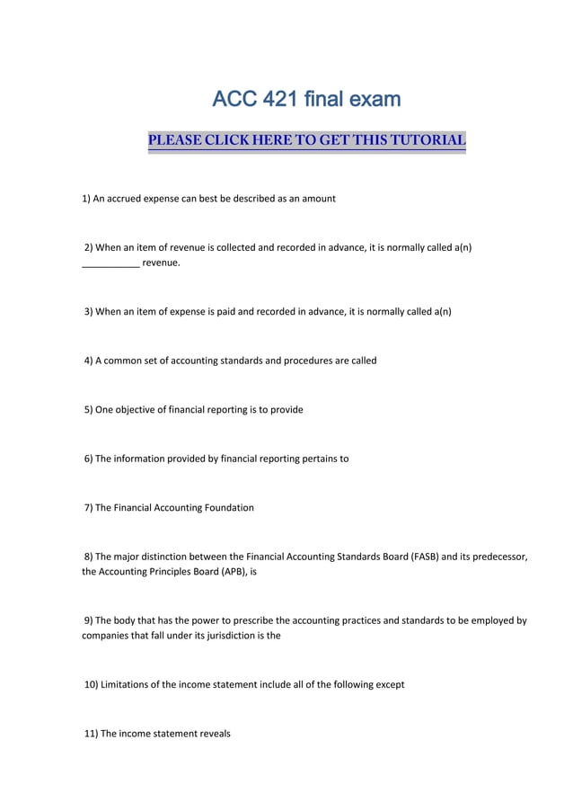 Acc 421 final exam | PDF