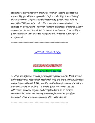 ACC 421 GENIUS Remember Education--acc421genius.com