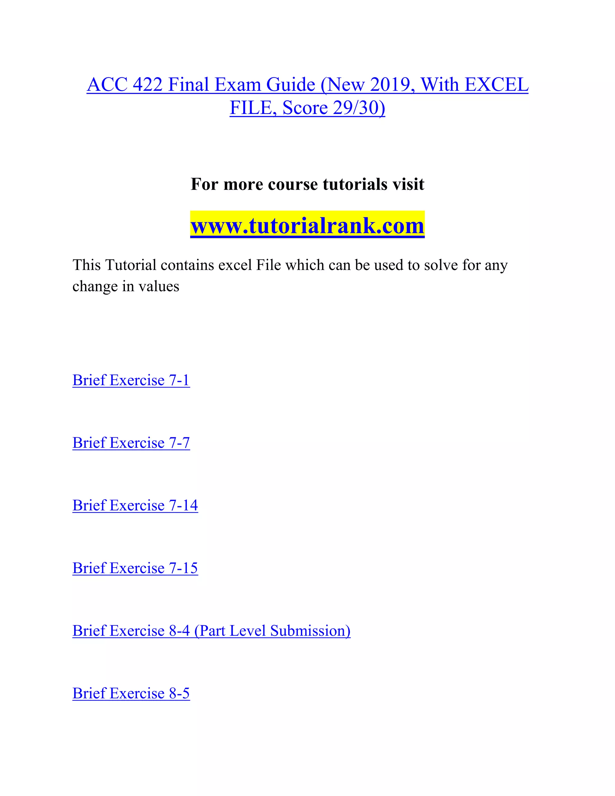 ACC 422 Enhance teaching - tutorialrank.com