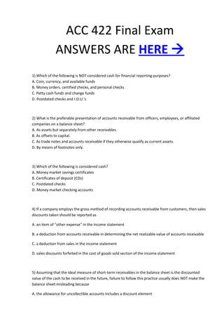 Acc 422 acc/422 final exam 100% correct answers | DOCX
