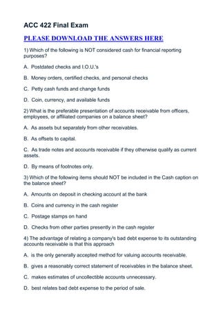 Acc 422 final exam | PDF