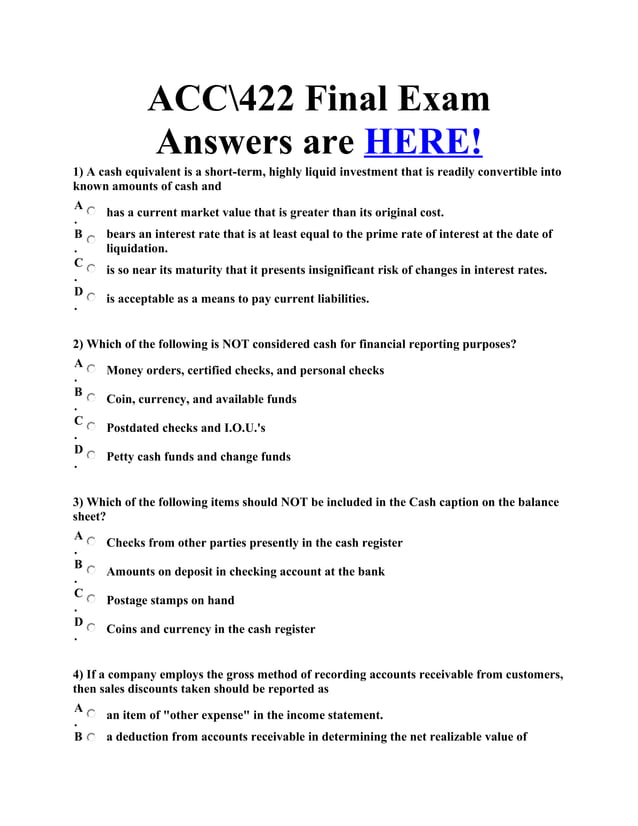 Acc 422 final exam | PDF