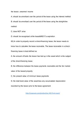 ACC 422 Final Exam 2015 version | DOCX