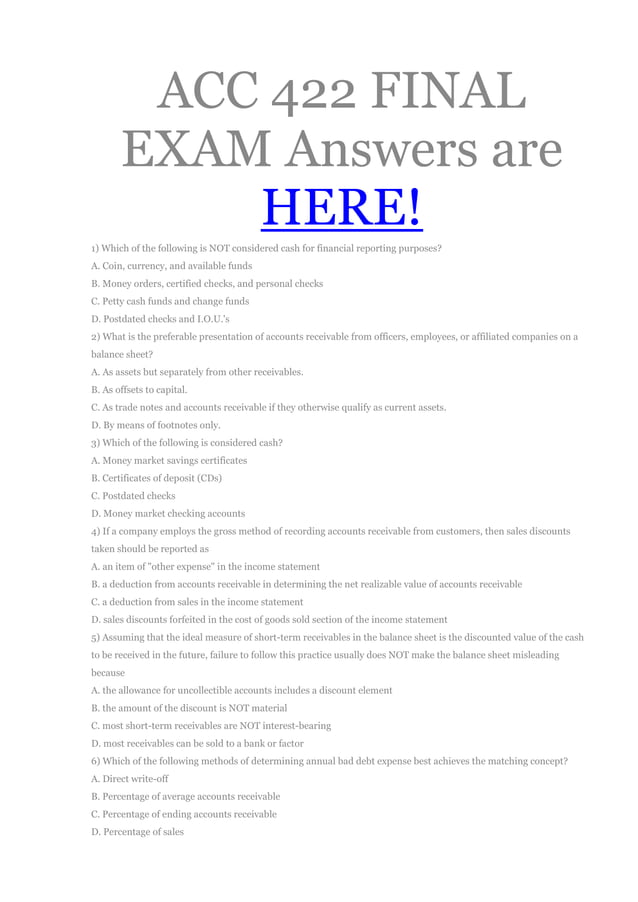 Acc 422 final exam answers are here | DOCX