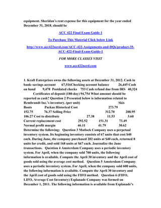 ACC 422 Final Exam Guide New | PDF
