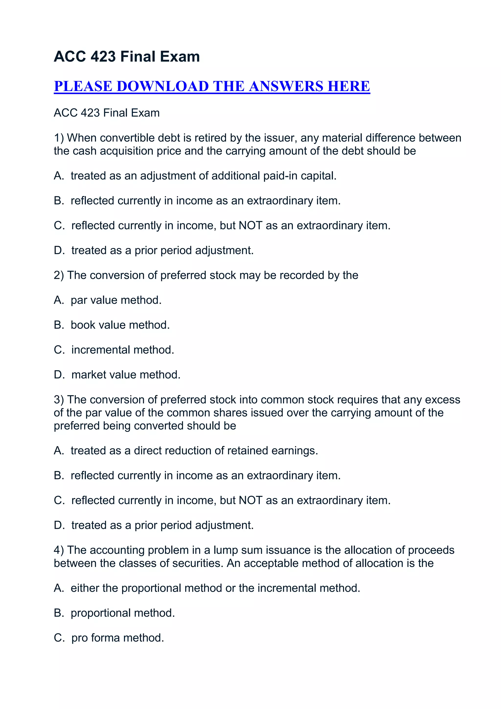 Acc 423 final exam | DOCX