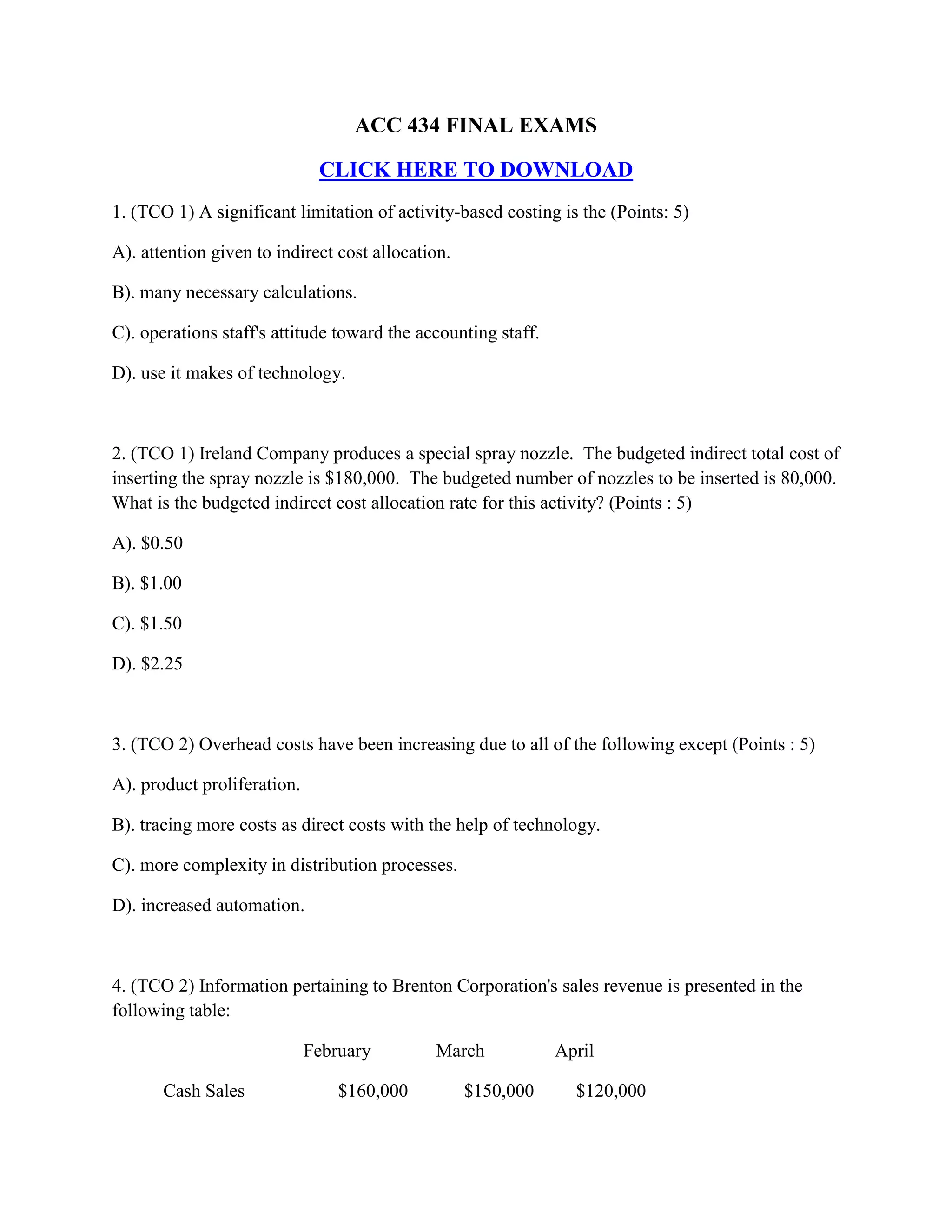 Acc 434 final exams | DOCX | Business Accounting & Finance | Business