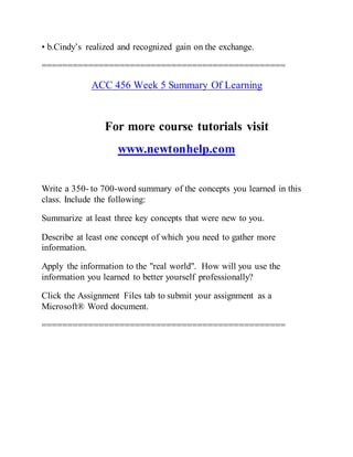 ACC 456 Expect Success/newtonhelp.com