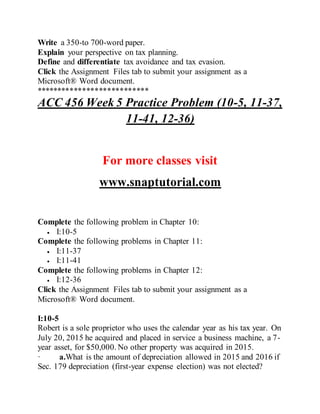ACC 456 Education Redefined / snaptutorial.com