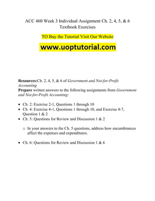 Acc 460 week 3 individual assignment ch. 2, 4, 5, & 6 textbook ...