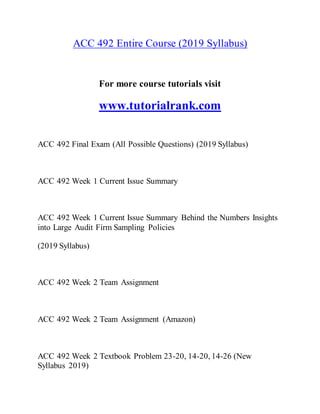 ACC 492 NEW Effective Communication/tutorialrank.com