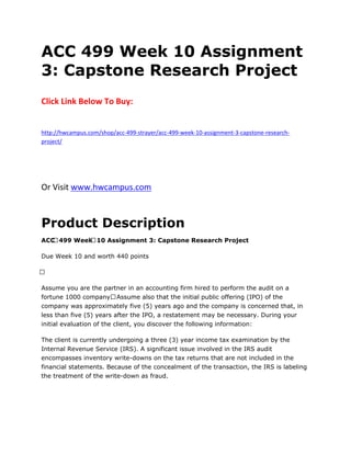 499 week 10 assignment 3 capstone research project | PDF
