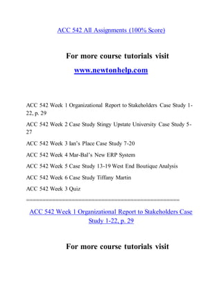 ACC 542 Expect Success/newtonhelp.com