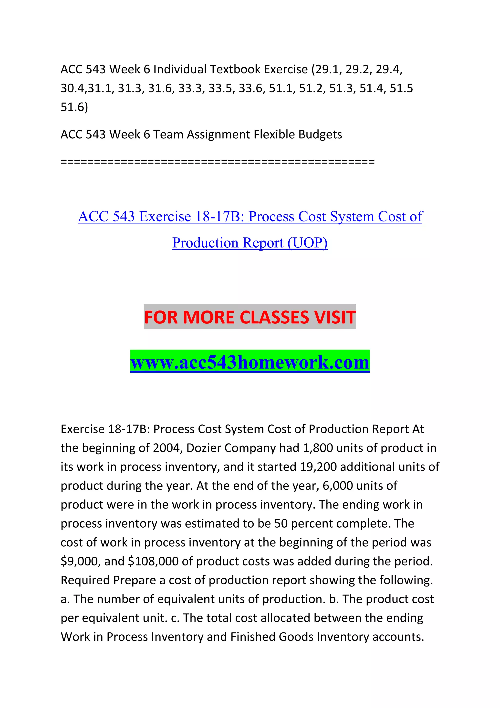 ACC 543 HOMEWORK Marvelous Learning / acc543homework.com