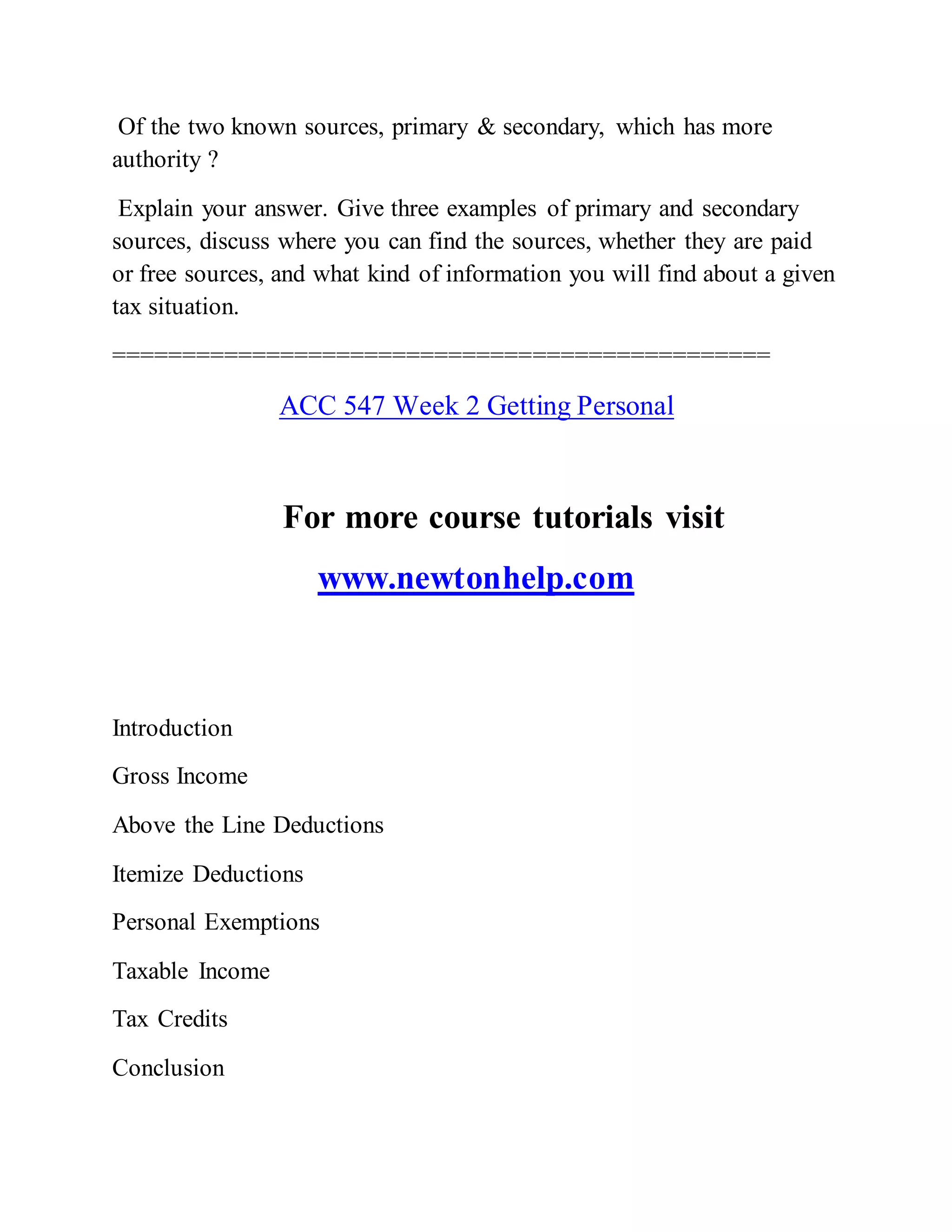 ACC 547 Expect Success/newtonhelp.com