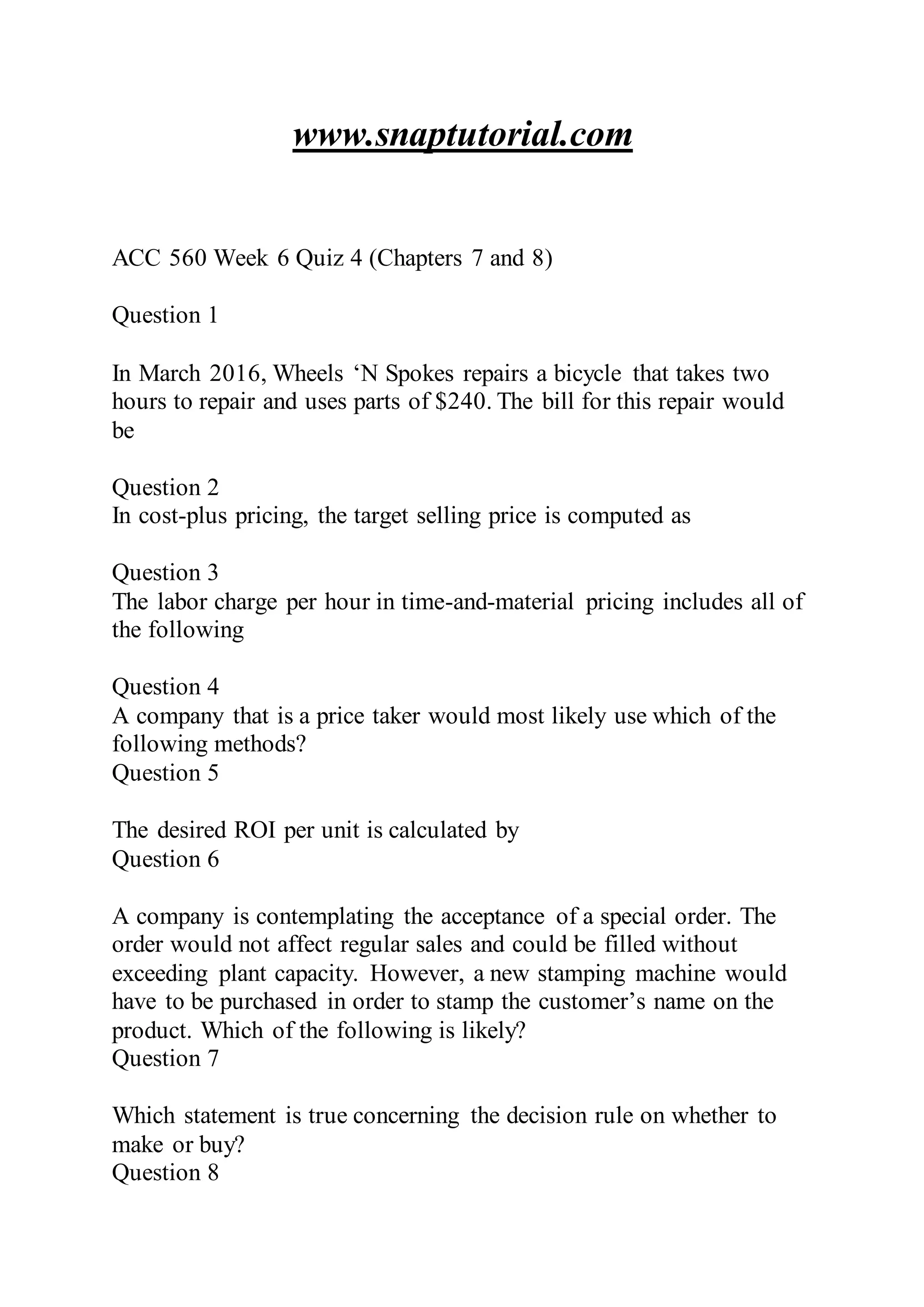 ACC 560 Exceptional Education - snaptutorial.com