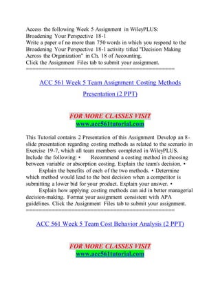ACC 561 TUTORIAL Lessons in Excellence--acc561tutorial.com