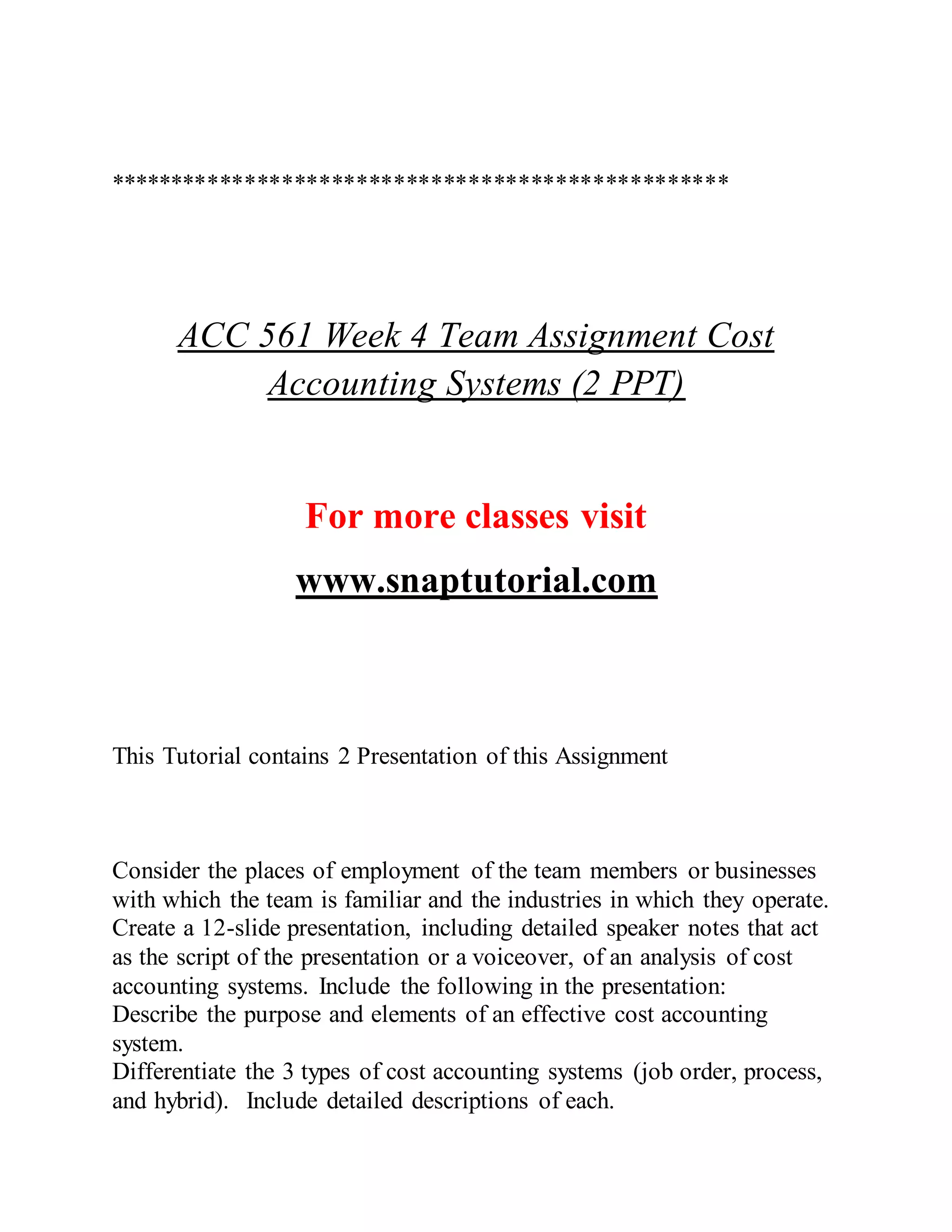 Acc 561 Enhance teaching / snaptutorial.com