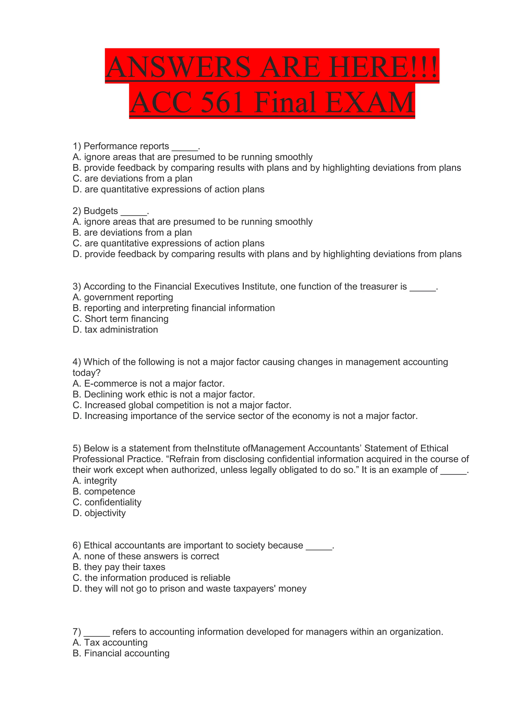 Acc 561 final exam | DOCX