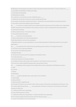 Acc 561 final exam (1st set) 54 questions with answers | PDF