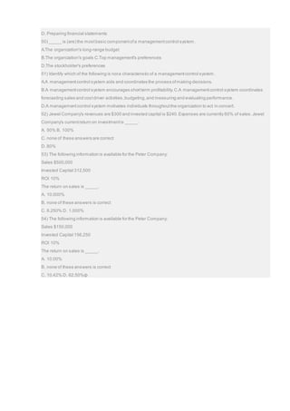 Acc 561 final exam (1st set) 54 questions with answers | PDF