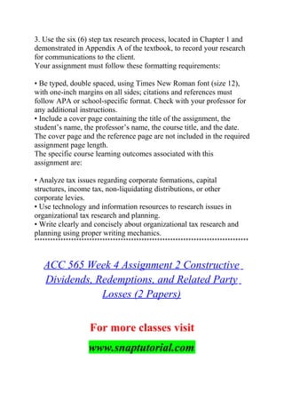 Acc 565 Effective Communication / snaptutorial.com