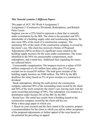 Acc 565 Effective Communication / snaptutorial.com