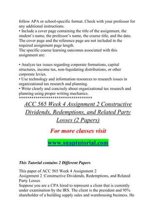 Acc 565 Exceptional Education / snaptutorial.com