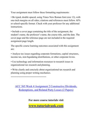 ACC 565 Effective Communication - tutorialrank.com
